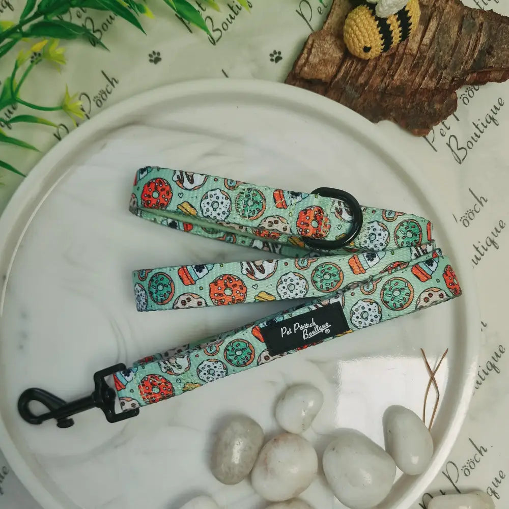 Iced Doughnuts & Coffee Dog Lead | Poochie Fashion